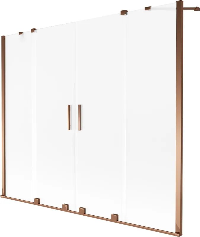 Mexen, Mexen Velar Duo parawan nawannowy 2-skrzydłowy rozsuwany 200 x 150 cm, szron, różowe złoto - 896-200-000-32-60