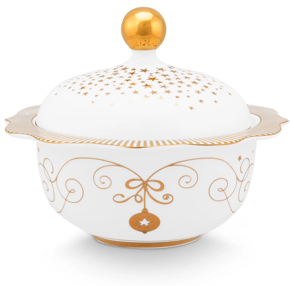 Pip Studio Royal Winter cukřenka 235ml, bílá (Porcelánová cukřenka)