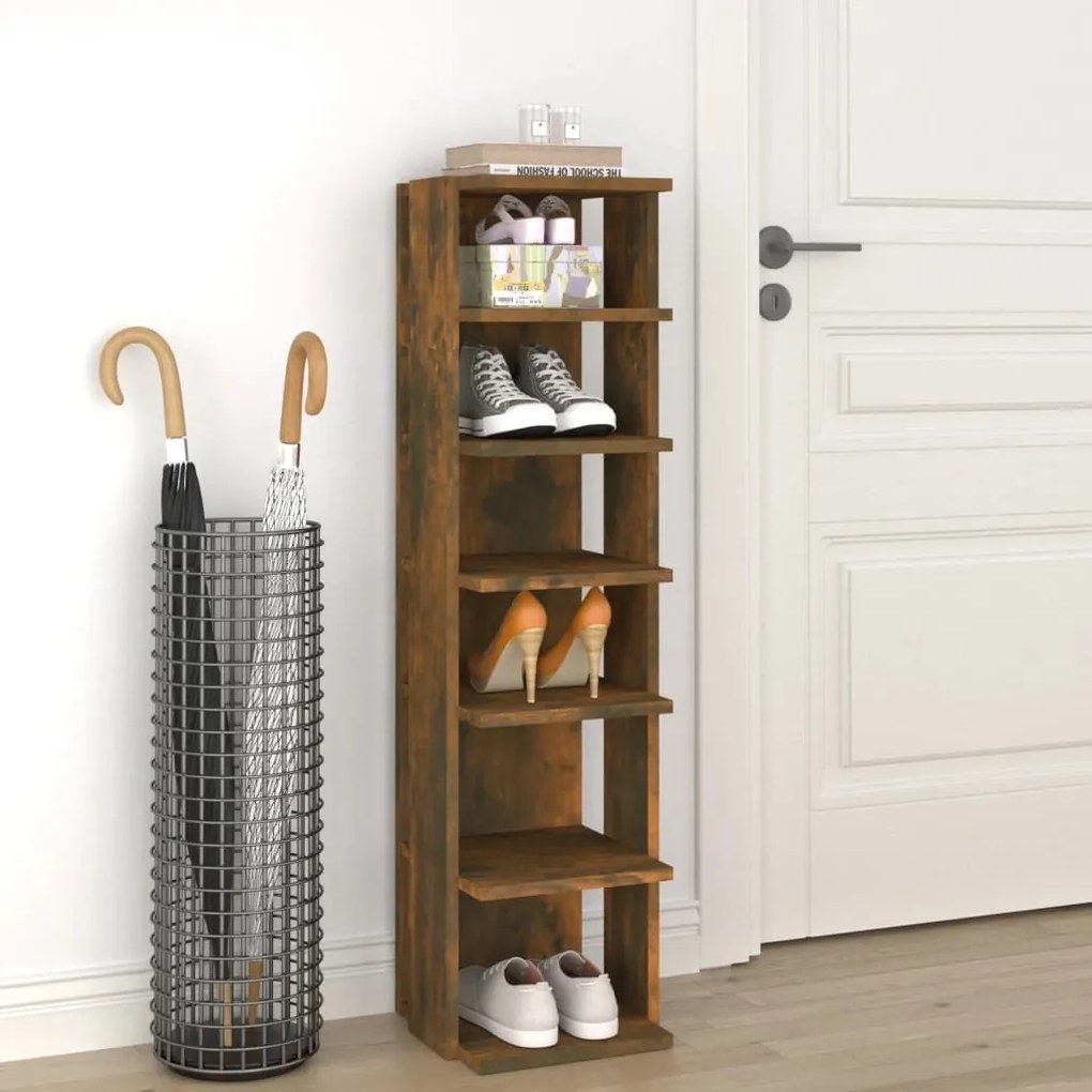 vidaXL Botník 27,5x27x102 cm kompozitní dřevo [808487] Barva: kouřový dub