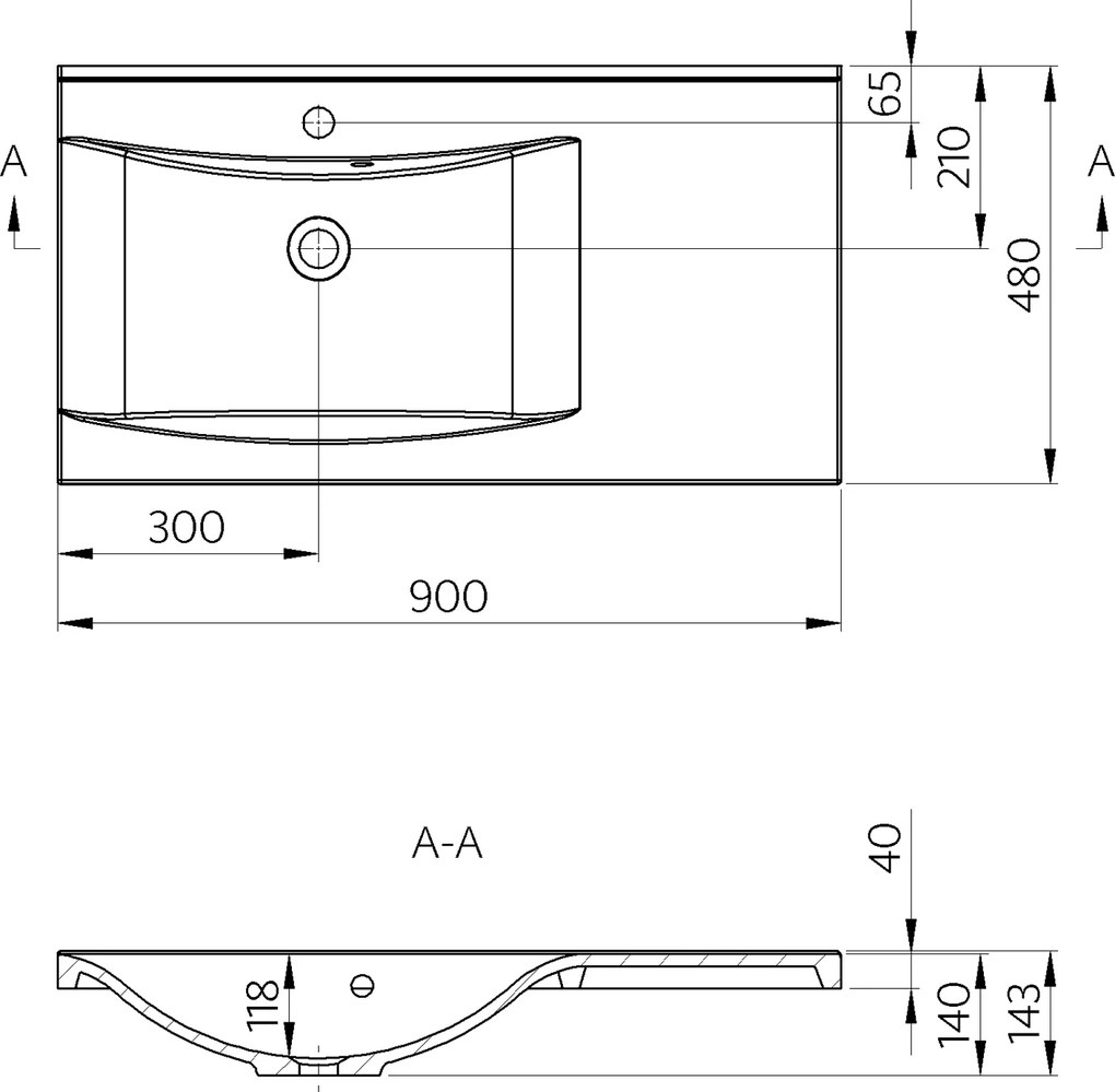 Sapho Luciola 50093 umyvadlo 90 x 48 cm levé