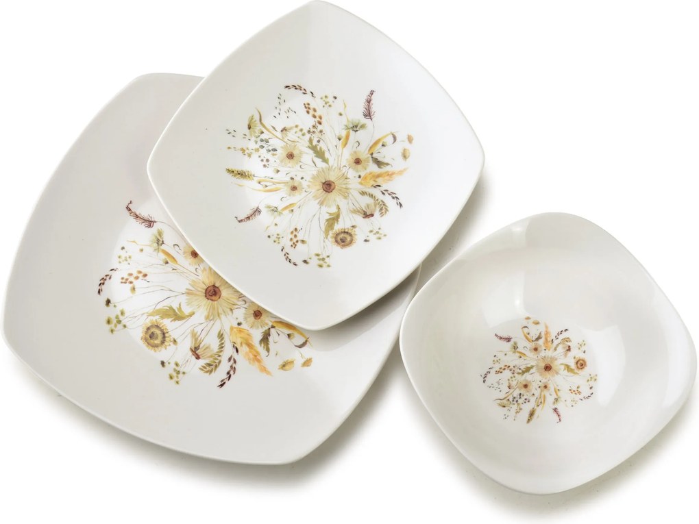 Porcelánová jídelní sada LEA Beige 18 ks bílá/béžová