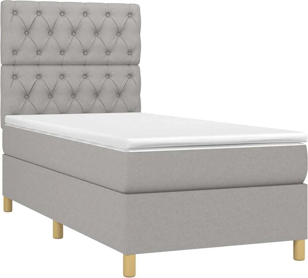 Box spring postel s matrací a LED světle šedá 80x200 cm textil 3135629