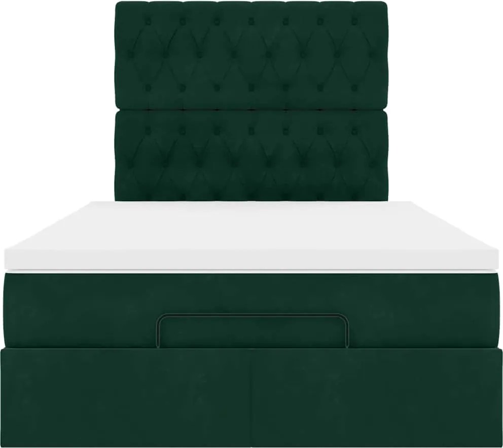 Osmanský rám postele s matracemi tmavě zelená 120x200cm samet 3313538