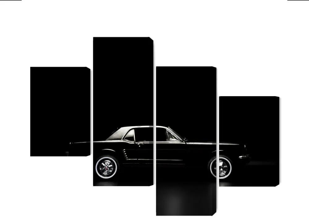 Vícedílný obraz Černé Retro Auto Na Tmavém Pozadí Nedostatek Nedostatek Plátno Canvas 80x50