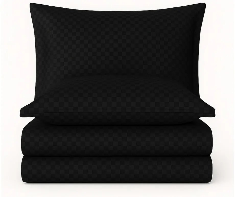 Černé povlečení na dvoulůžko/prodloužené z bavlny Renforcé 240x220 cm Checkered – Mila Home Luxury
