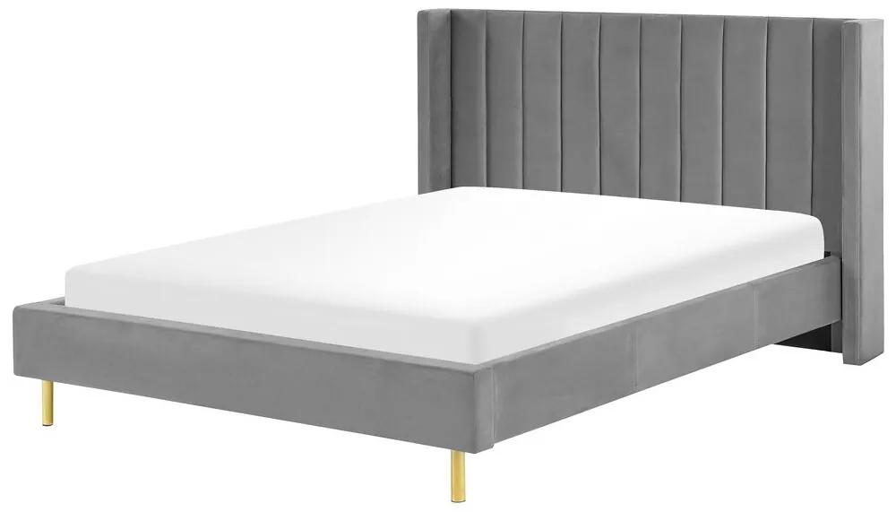 Sametová postel 160 x 200 cm šedá VILLETTE Beliani