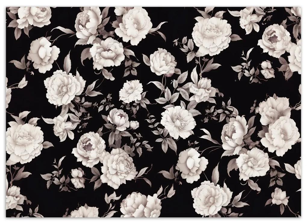 Fototapeta, Černobílé květiny - 350x245 cm