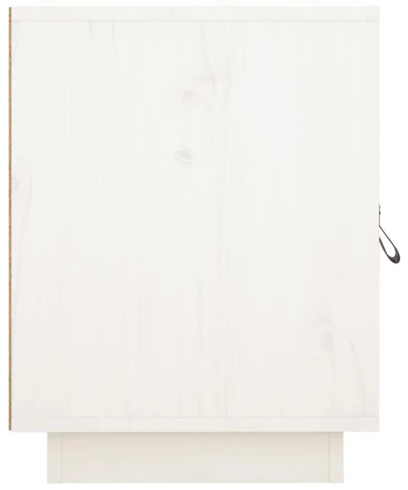 Noční stolek bílý 40 x 34 x 45 cm masivní borové dřevo - Default Title
