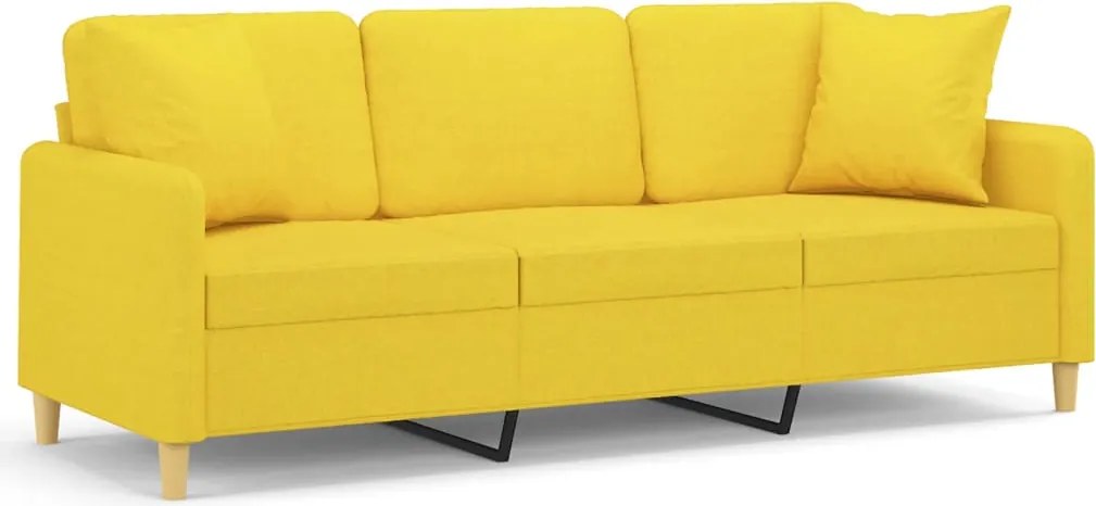 3místná pohovka s polštáři světle žlutá 180 cm textil 3200922