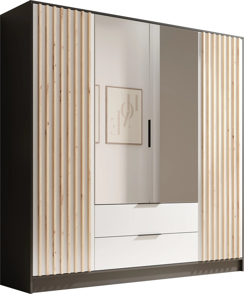 ADRK Furniture Skříň Neri 200 se zrcadly W-NER-200-BW