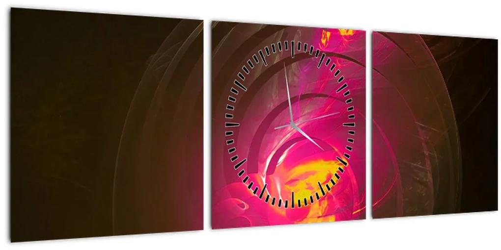 Obraz - abstrakce spirály (s hodinami) (90x30 cm)