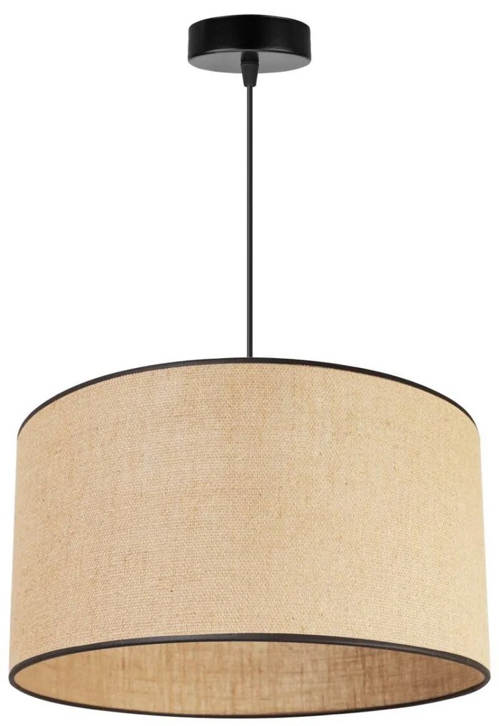 Závěsné svítidlo Juta, 1x jutové stínítko, (výběr ze 2 barev konstrukce), (fi 40cm), bl