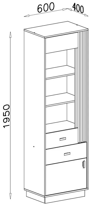 Vysoká vitrína Almo, dub estana/antracit