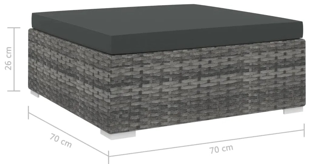 vidaXL Marketos Dílčí podnožka s poduškou 1 ks polyratan šedá