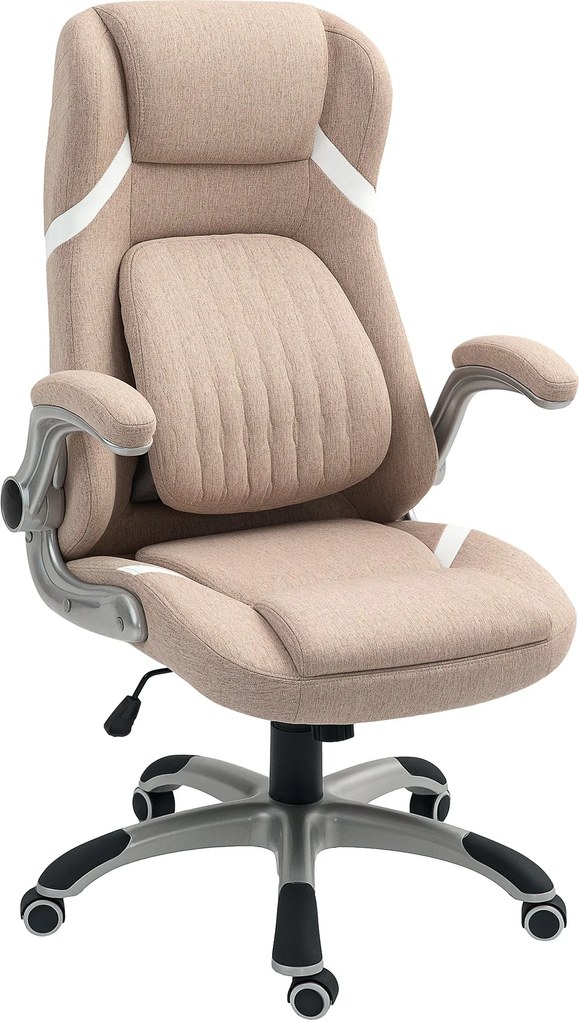 Ergonomická kancelářská židle Vinsetto s sklápěcími područe a opěrkou hlavy, otočná pracovní židle s bederní oporou, nastavitelná výška a houpací funk