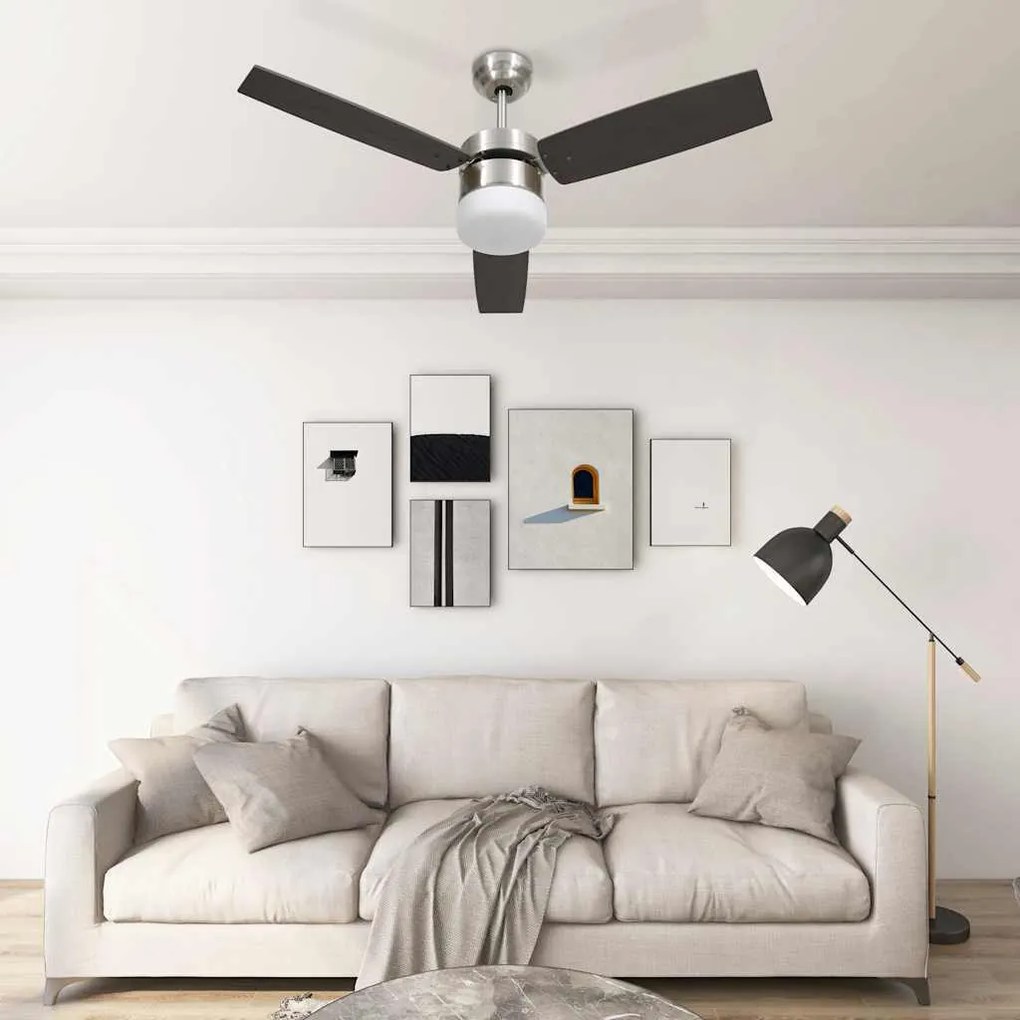 vidaXL Stropní ventilátor světlo a dálkový ovladač 108 cm světle hnědý [51491] Barva: tmavě hnědá