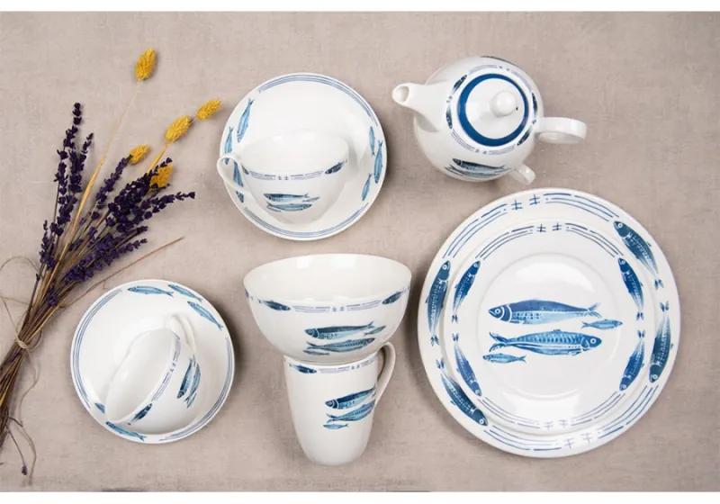Porcelánový dezertní talíř  s rybkami  Fish Blue – 20x2 cm