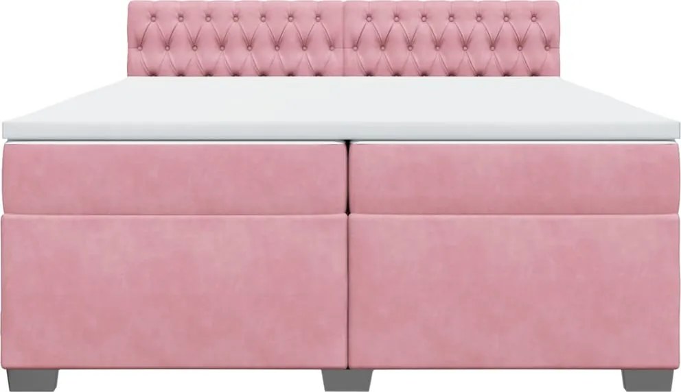 Box spring postel s matrací růžová 200x200 cm samet 3286413