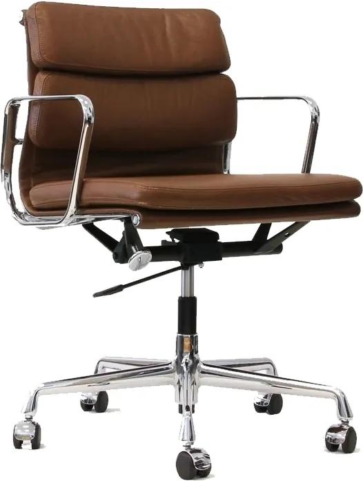 Kancelářská židle Soft Pad 217, hnědá kůže/chrom