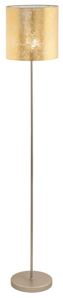 Eglo 97647 VISERBELLA - Stojací textilní lampa ve zlaté barvě, výška 158cm + Dárek LED žárovka, 158cm