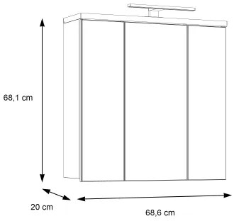 Nástěnná koupelnová skříňka se zrcadlem VENOM bílá/dub sonoma