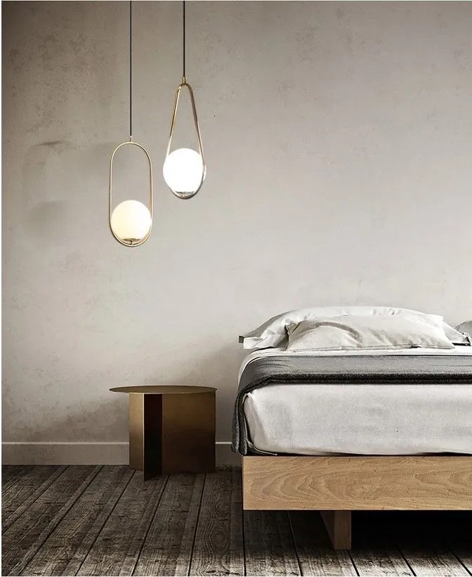 Toolight - Skleněná závěsná lampa E27 60W APP473-1CP, bílá-zlatá, OSW-00605