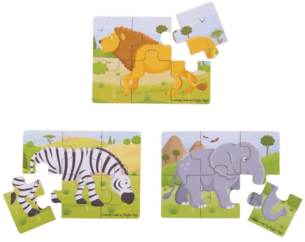 Bigjigs Toys Puzzle 3v1 safari zvířátka