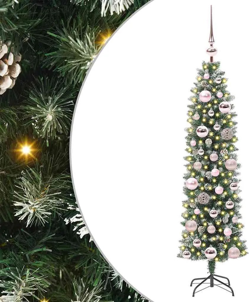 Umělý štíhlý vánoční strom Zelená a bílá 120 cm 3395271