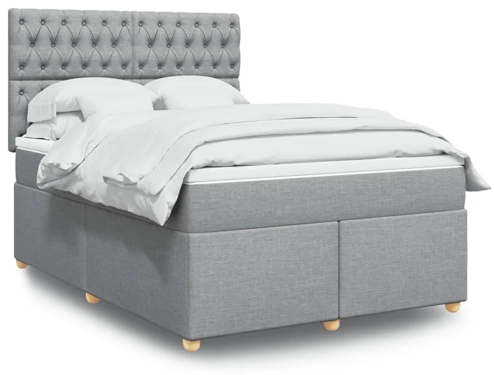 Box spring postel s matrací světle šedá 140 x 190 cm textil
