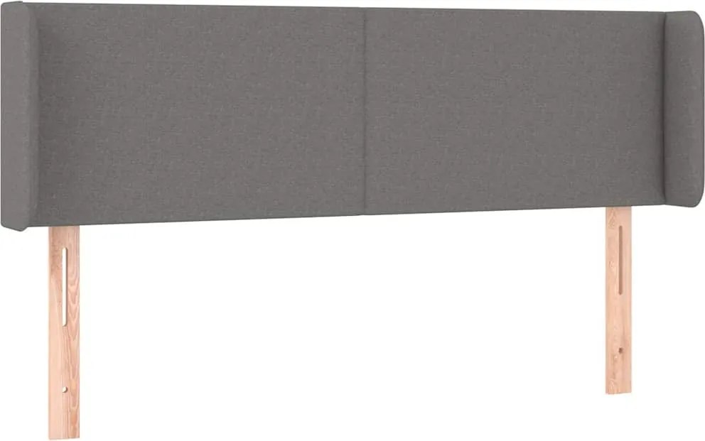Čelo postele s LED tmavě šedé 147 x 16 x 78/88 cm textil 3122955