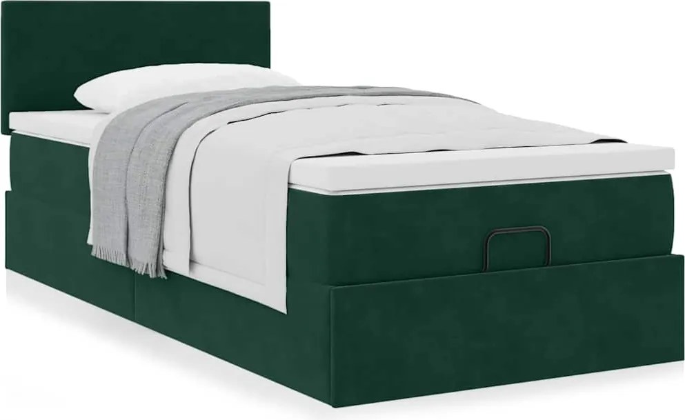 Osmanský rám postele s matrací tmavě šedá 90x200cm samet 3311678