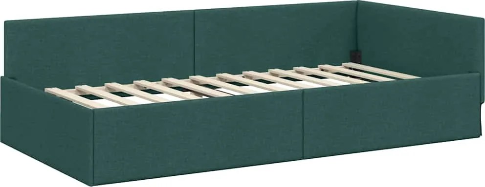 Rohový rám postele s matrací Jiný s čelo 2 ks Zelená textil 3393593