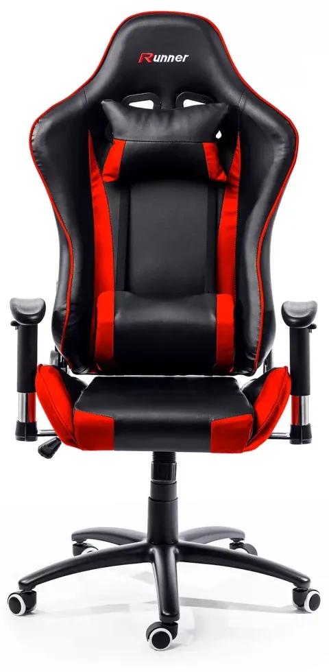 Herní židle RUNNER — ekokůže, černá/červená