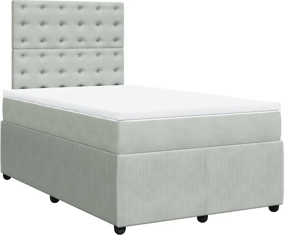Box spring postel s matrací světle šedá 120x190 cm samet 3292298