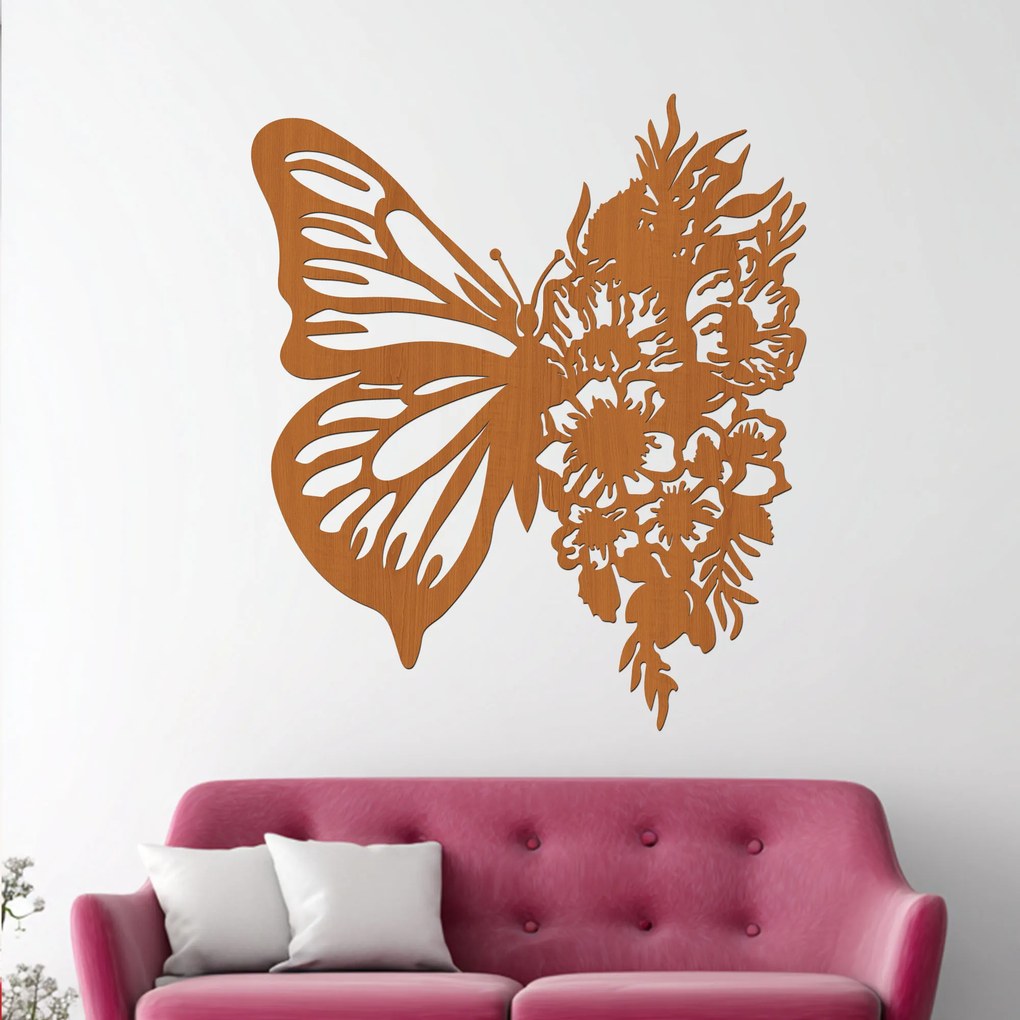 dřevo života Dřevěný obraz Motýl v rozkvětu Zvolte rozměr (cm): 70x80, Zvolte barvu dekoru: Wenge