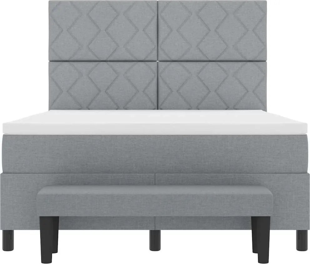 Postel s boxspringem s čelo Světle šedá 160 x 200 cm textil 3344156