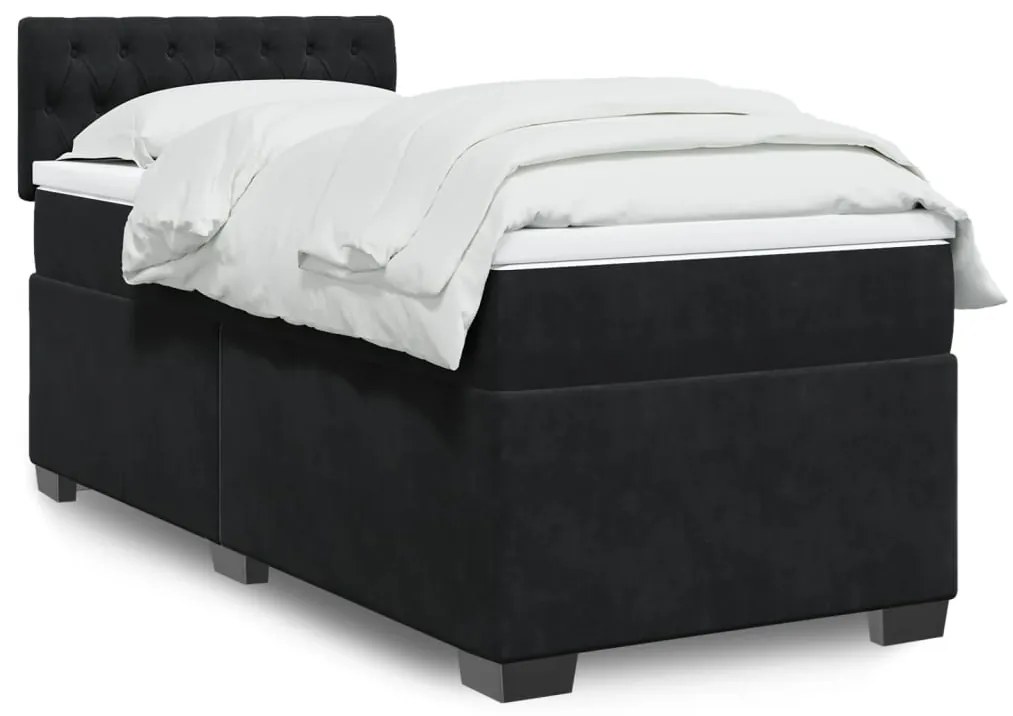 Box spring postel s matrací černá 100x200 cm samet 3288542