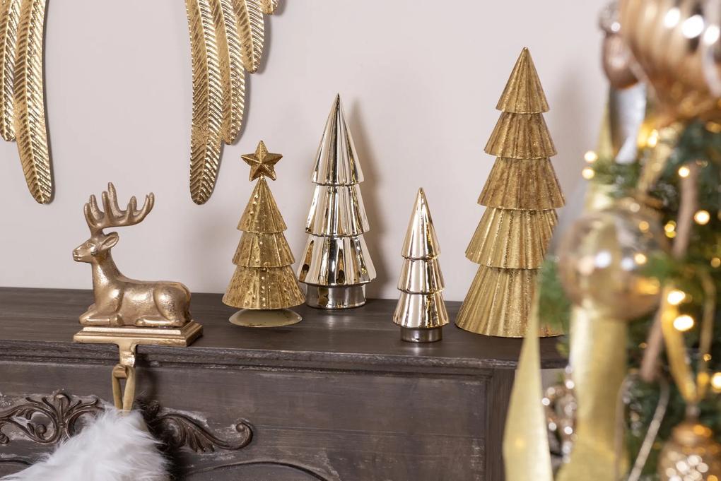 Zlatý antik kovový vánoční stromek - Ø 14*30 cm