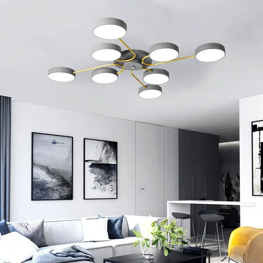 Toolight, LED stropní svítidlo 8x12W APP532-8C, šedá, OSW-08474