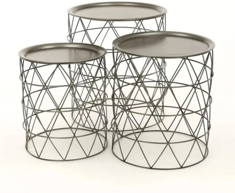 Odkládací stolky Madeliet - set 3 ks Black Nickel