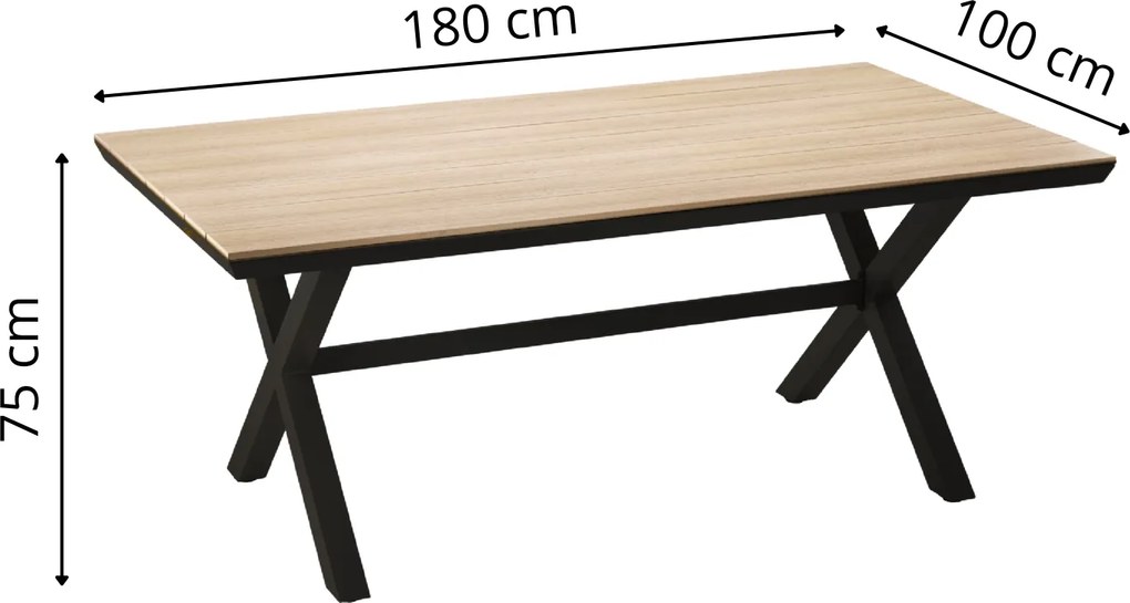 Zahradní stůl Alumio 180 cm hnědý/tmavě šedý