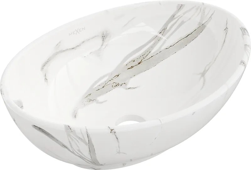 Mexen Elza, umyvadlo na desku 405x330x140 mm, imitace bílého kamene, 21014082