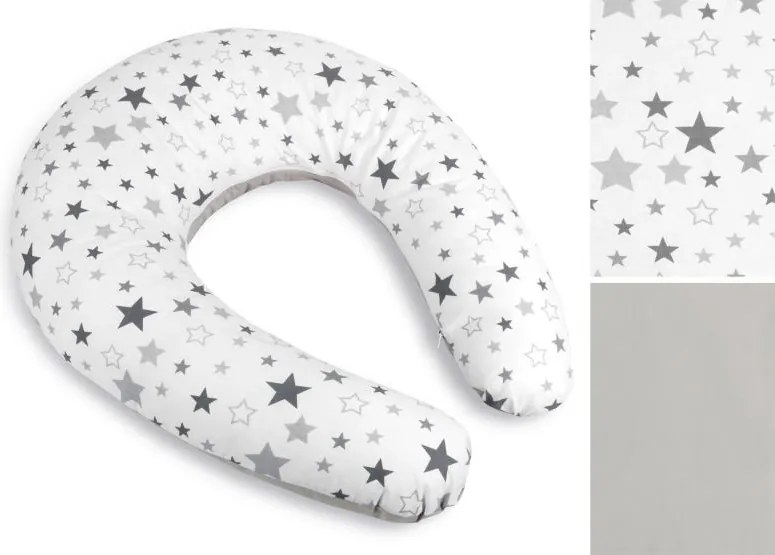 Bellatex Povlak na kojicí polštář na zip po obvodu 180 cm Hvězda šedá, bílá