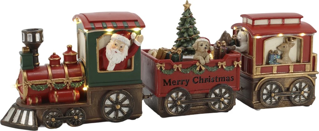 Vánoční vláček Noël se 2 vagóny a LED světýlky – 37*8*12 cm / 6xAA