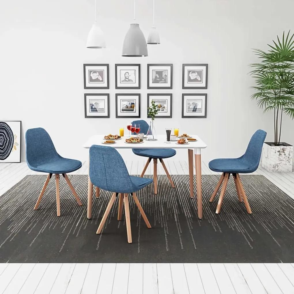 243575 vidaXL Pětidílný jídelní set stolu a židlí, bílá a modrá