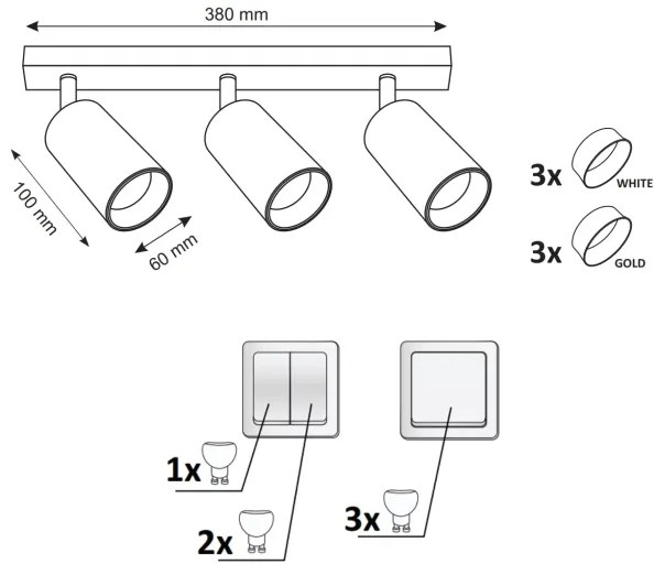 Bodové svítidlo MARIBEL 3xGU10/10W/230V bílá