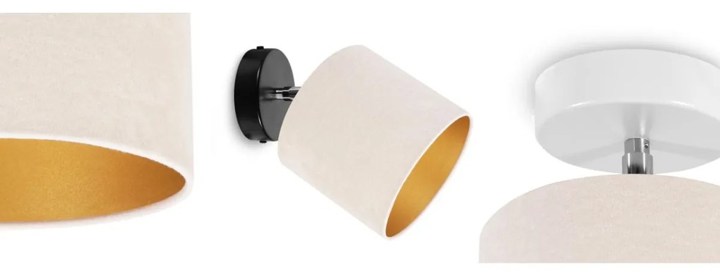 Stropní svítidlo MEDIOLAN, 1x světle béžové/zlaté textilní stínítko, (výběr ze 2 barev konstrukce - možnost polohování)