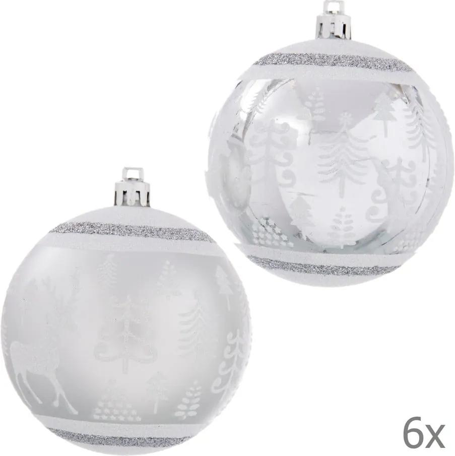 Sada 6 vánočních ozdob ve stříbrné barvě Unimasa Deer