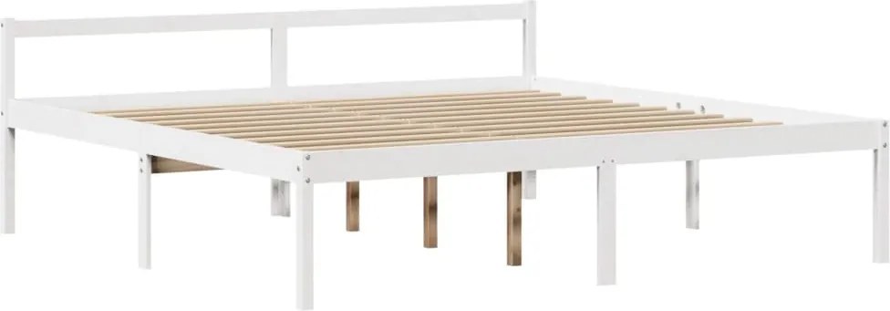 Postel s čelem pro seniory bílá 200 x 200 cm masivní borovice 3305874