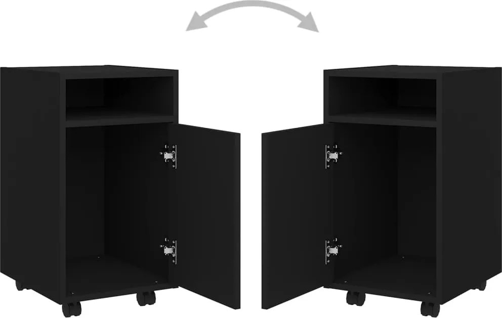 vidaXL Odkládací skříňka na kolečkách 33 x 38 x 60 cm dřevotříska [803048] Barva: Černá